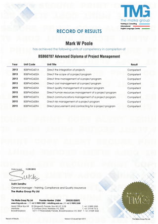 Mark W Poole Adv Dip Cert | PDF