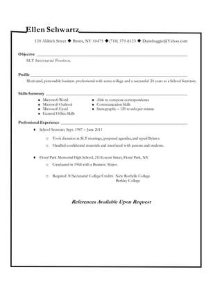Ellen Schwartz Resume | DOCX