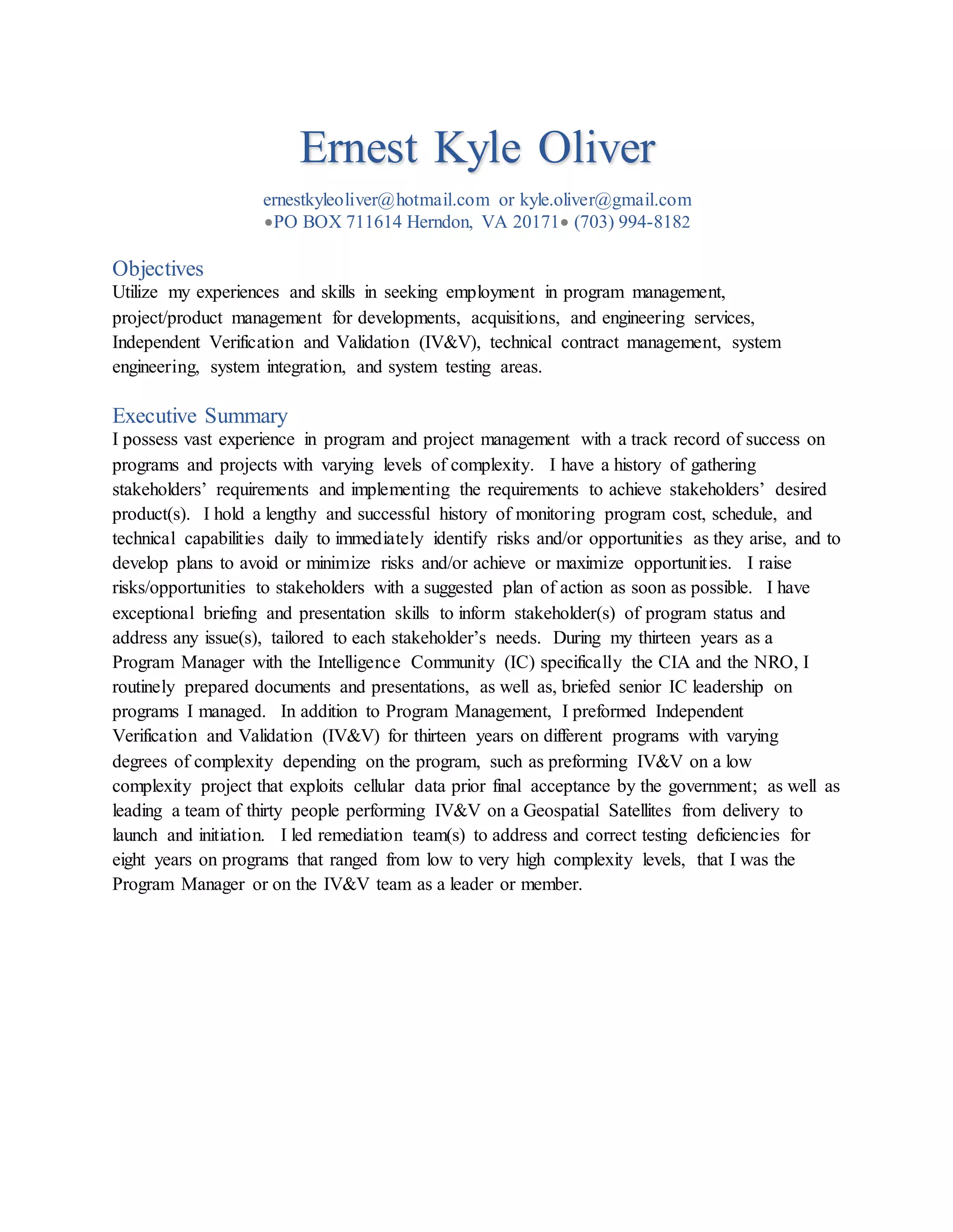 Ernest Kyle Oliver Resume Final | DOCX
