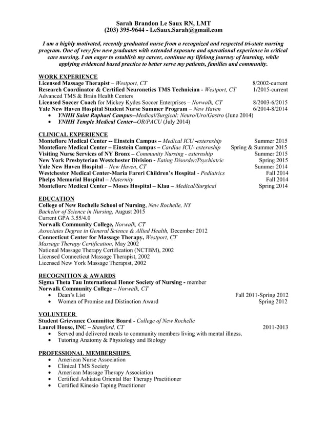 Sarah B Le Saux resume | DOC | Medical Health