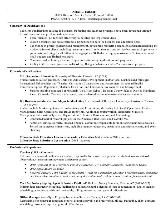 Aimee Belknap Resume - business