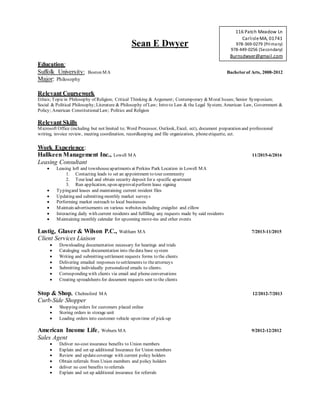 Sean Dwyer's Resume | DOCX