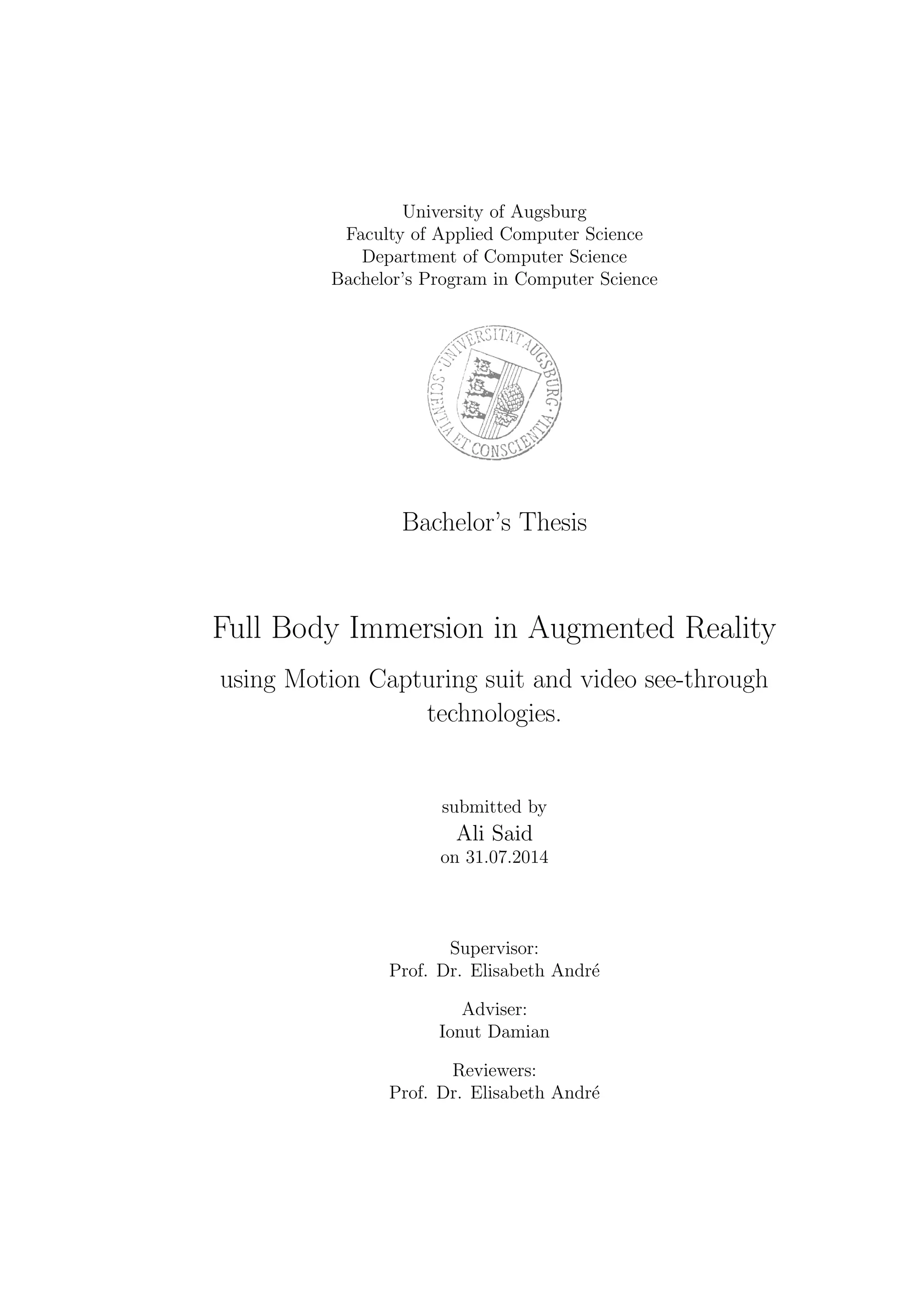 Full Body Immersion in AR