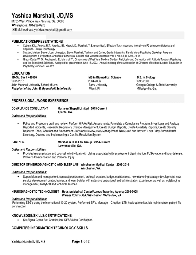 Yashica Marshall Resume_CV | DOC