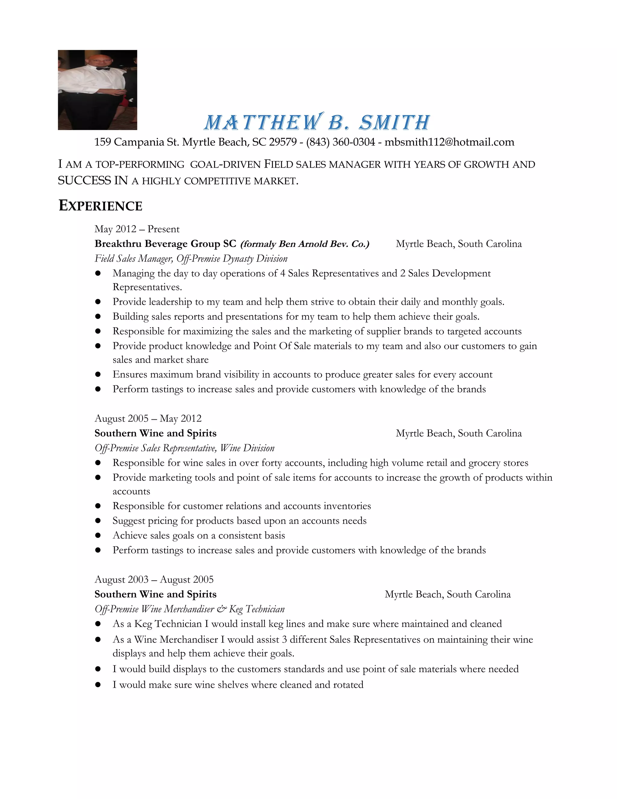 Matthew B Smith Resume | DOC | Sales | Business