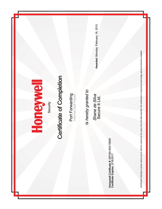 HoneywellPortForwardingCertificate.PDF
