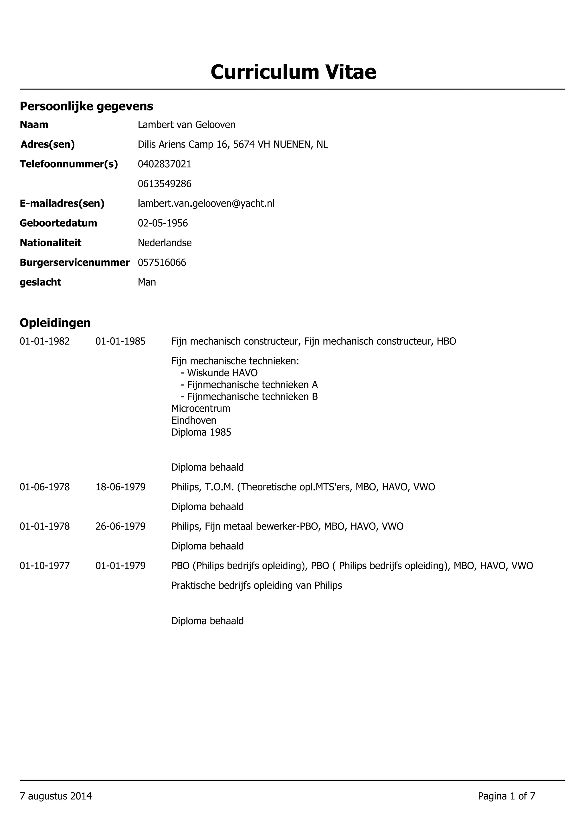 cv-Lambert v Gelooven 08-2014 | PDF