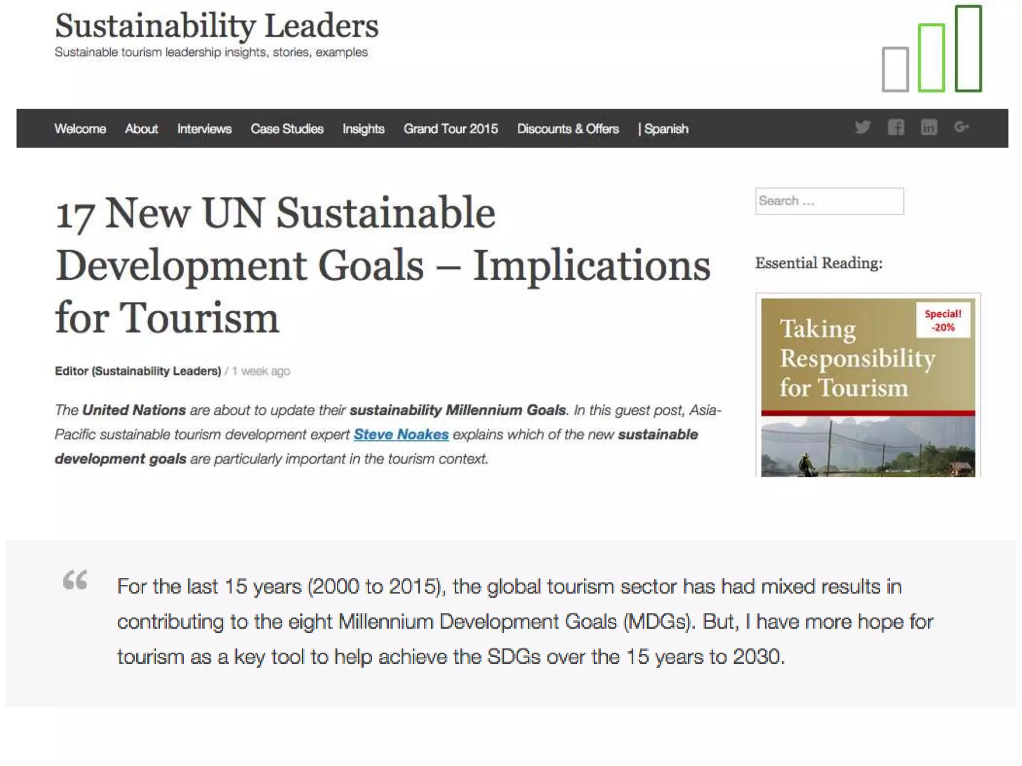 Tourism & SDGs An Introduction October 2015 | PPT