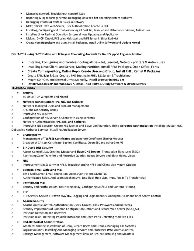 4+Year_Exp_Resume Linux_Admin, Linux_engineer | DOC | Operating Systems | Computer Software and ...
