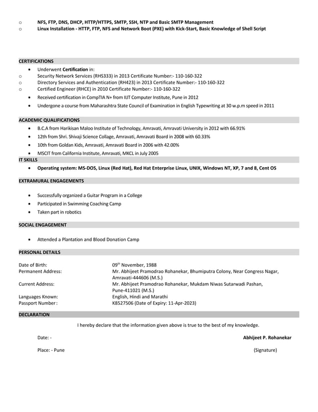 4+Year_Exp_Resume Linux_Admin, Linux_engineer | DOC | Operating Systems | Computer Software and ...