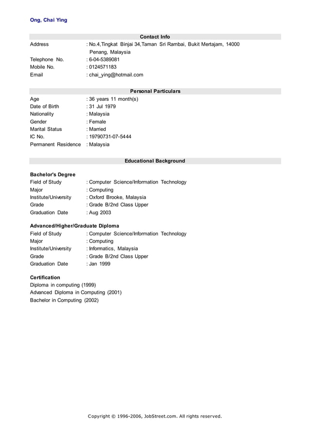 OngChaiYingResume | DOCX