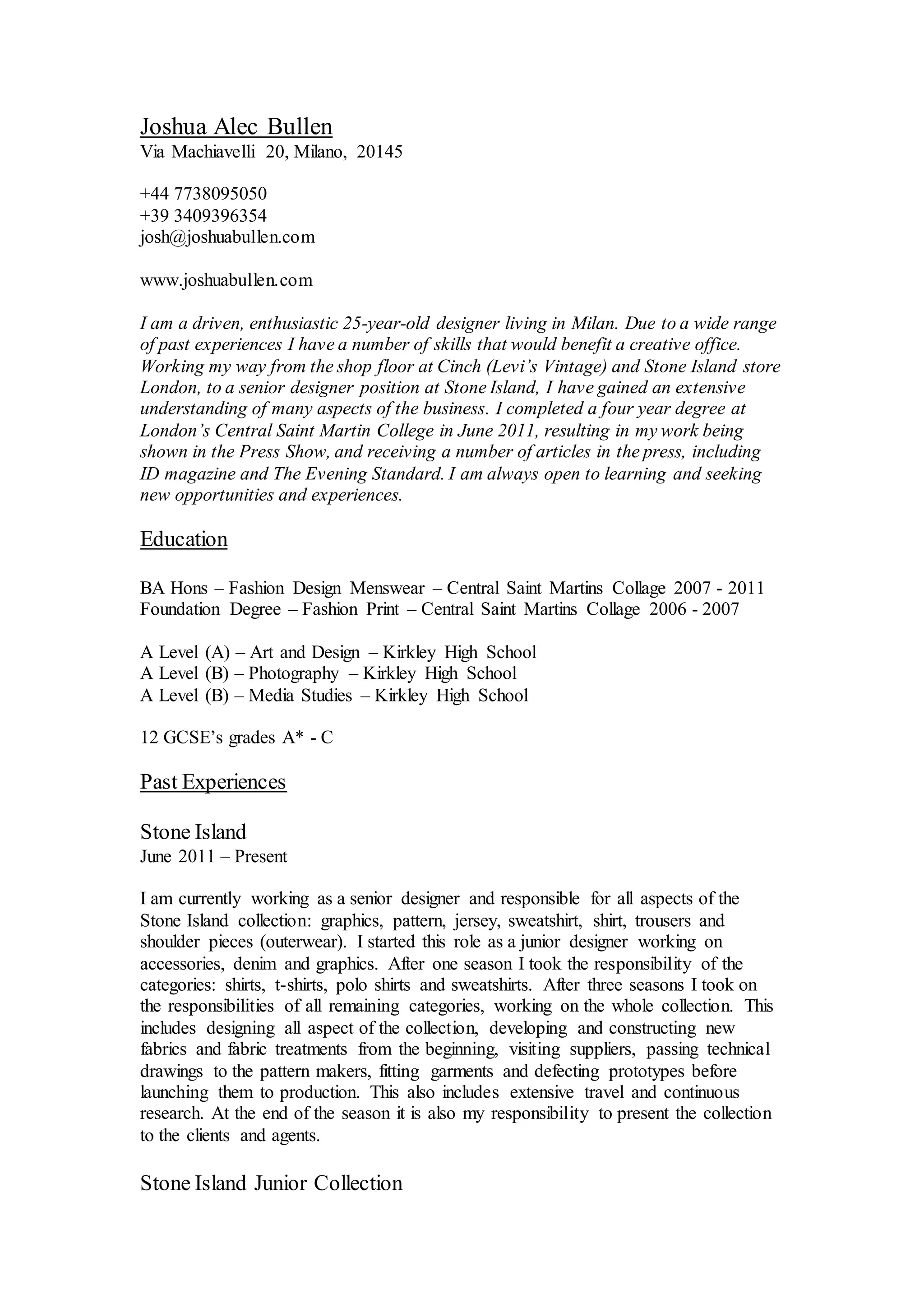 Joshua Alec Bullen - CV | DOCX