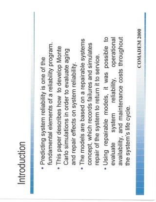 Reliability Prediction Model for Repairable Systems Dec 2000 - Presentation | PDF