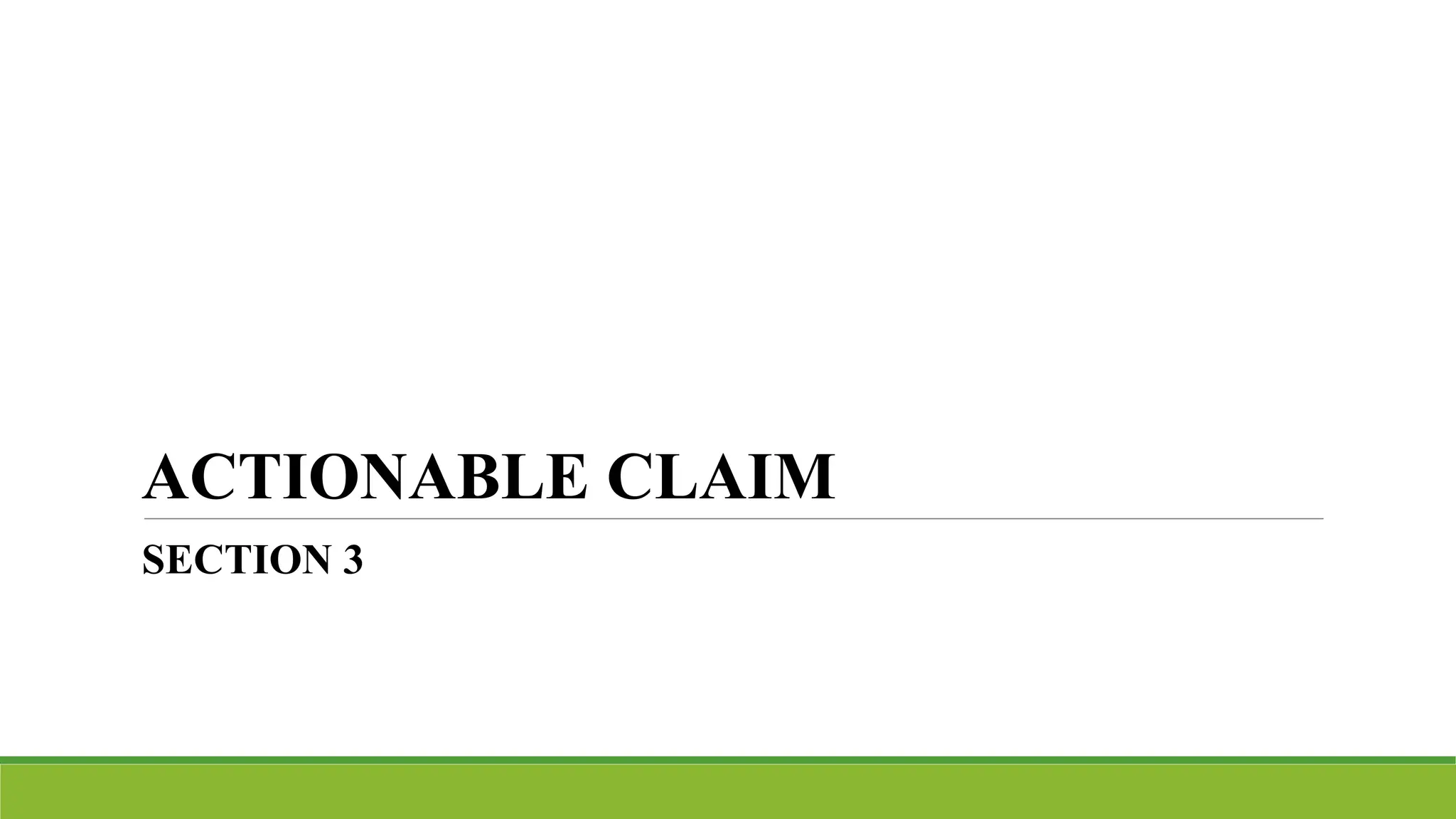 ACTIONABLE CLAIMS in Property Law (Unit-1) | PDF