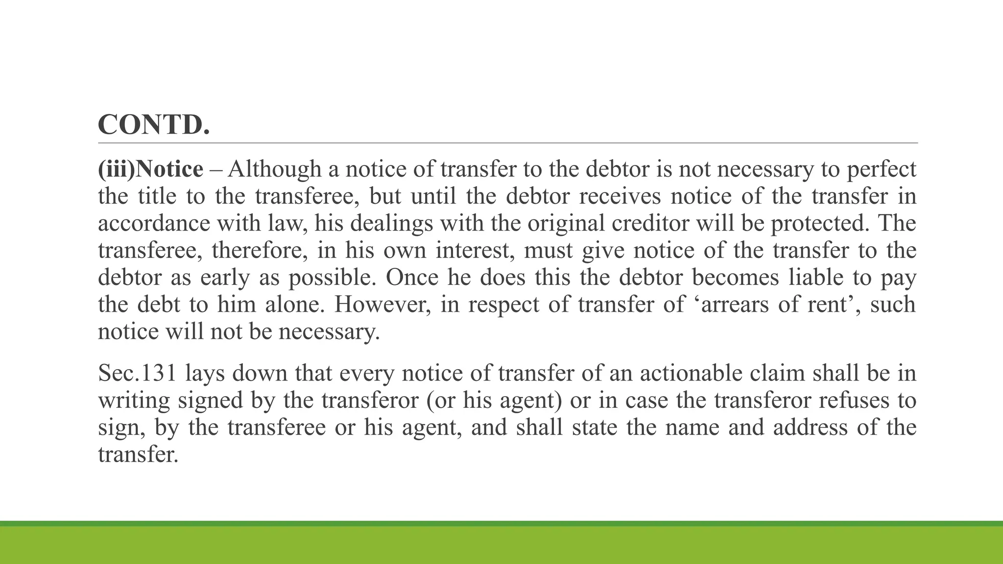 ACTIONABLE CLAIMS in Property Law (Unit-1) | PDF