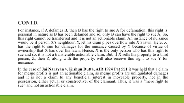 ACTIONABLE CLAIMS in Property Law (Unit-1) | PDF