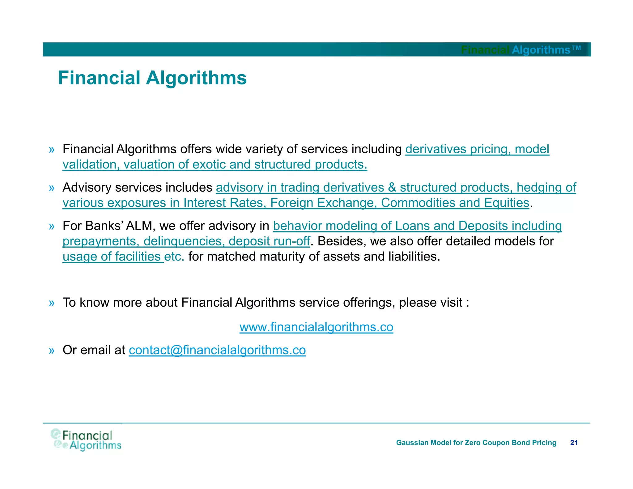 1 factor vs.2 factor gaussian model for zero coupon bond pricing final ...