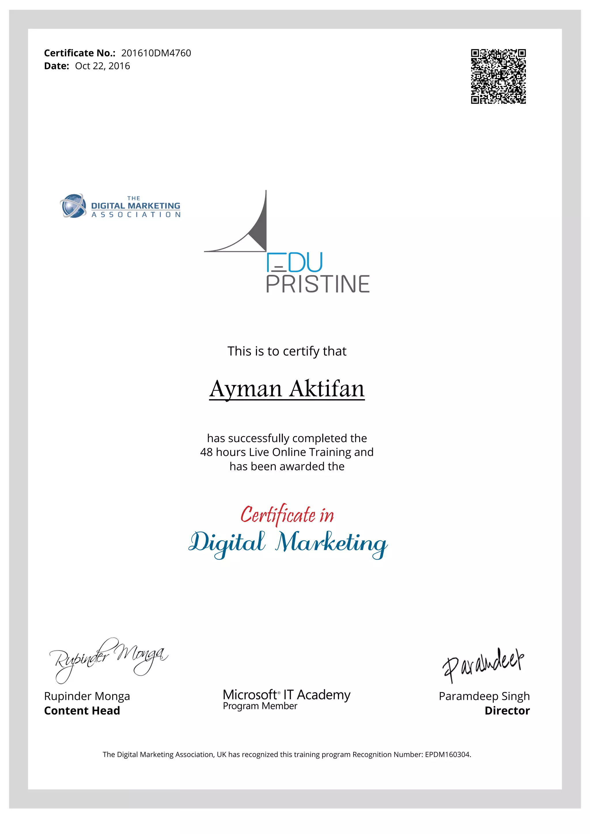 DM Certificate | PDF