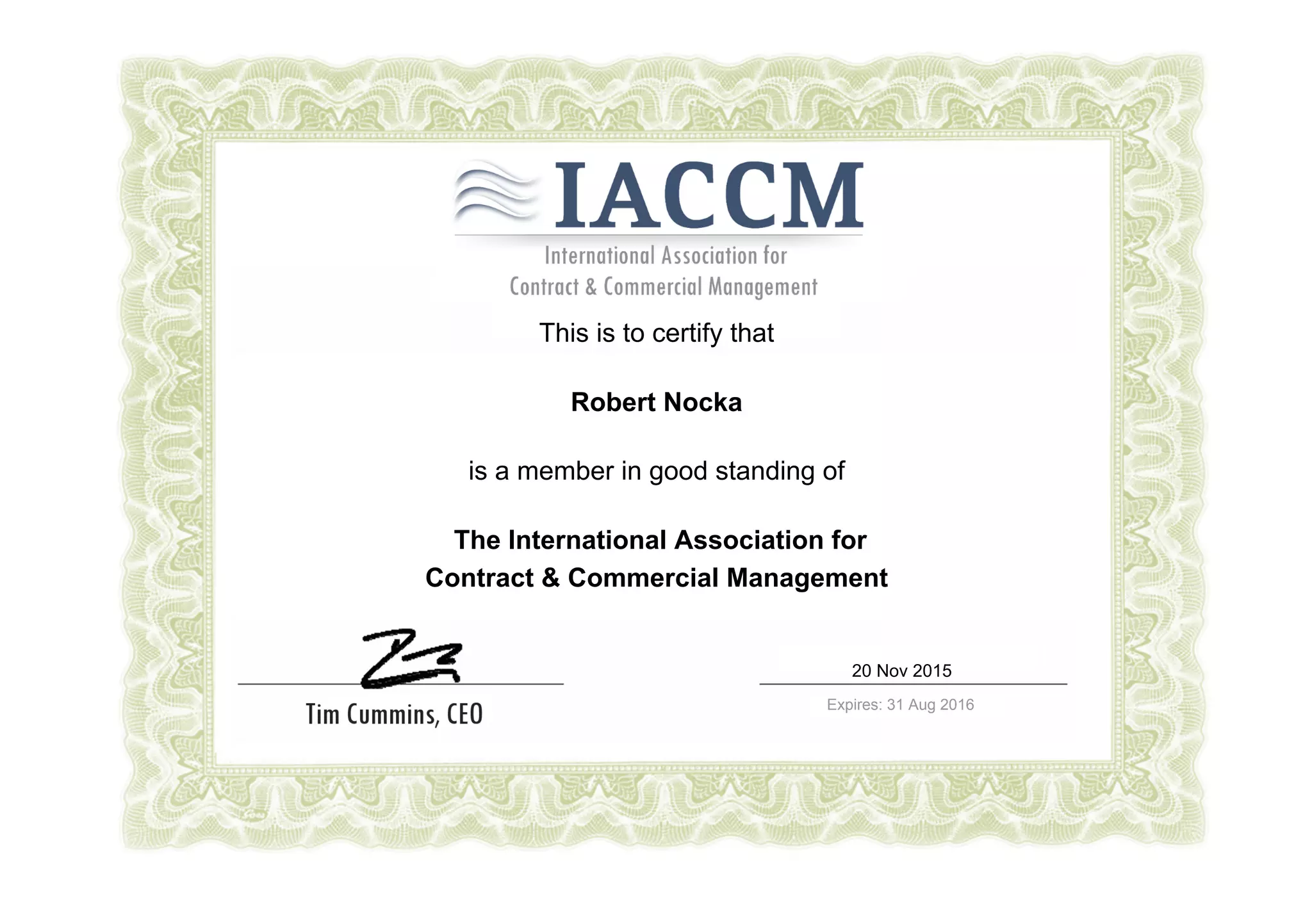 IACCM Certificate Membership | PDF