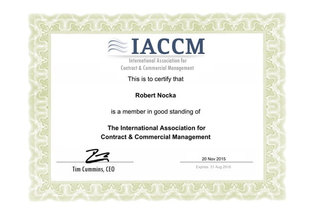 IACCM Certificate Membership | PDF