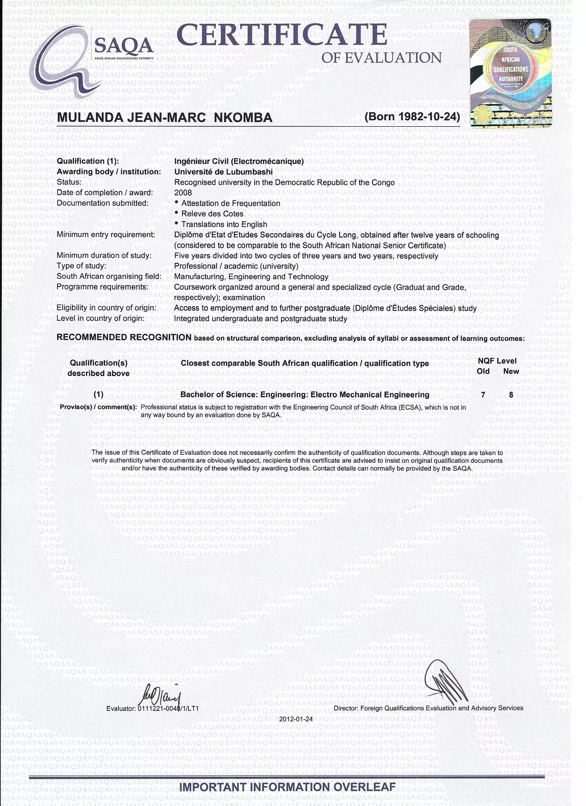 SAQA JM | PDF