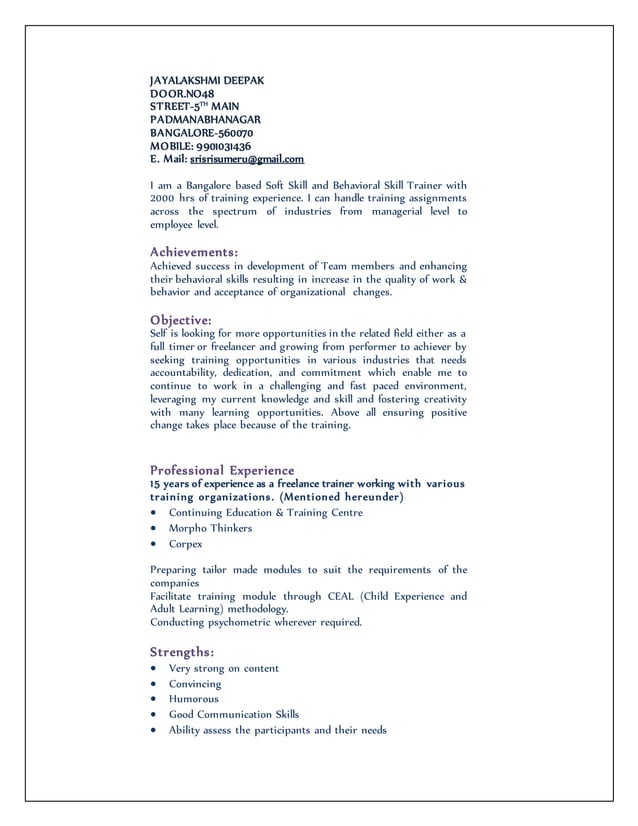 Resume Jaya Updated Pdf Free Download