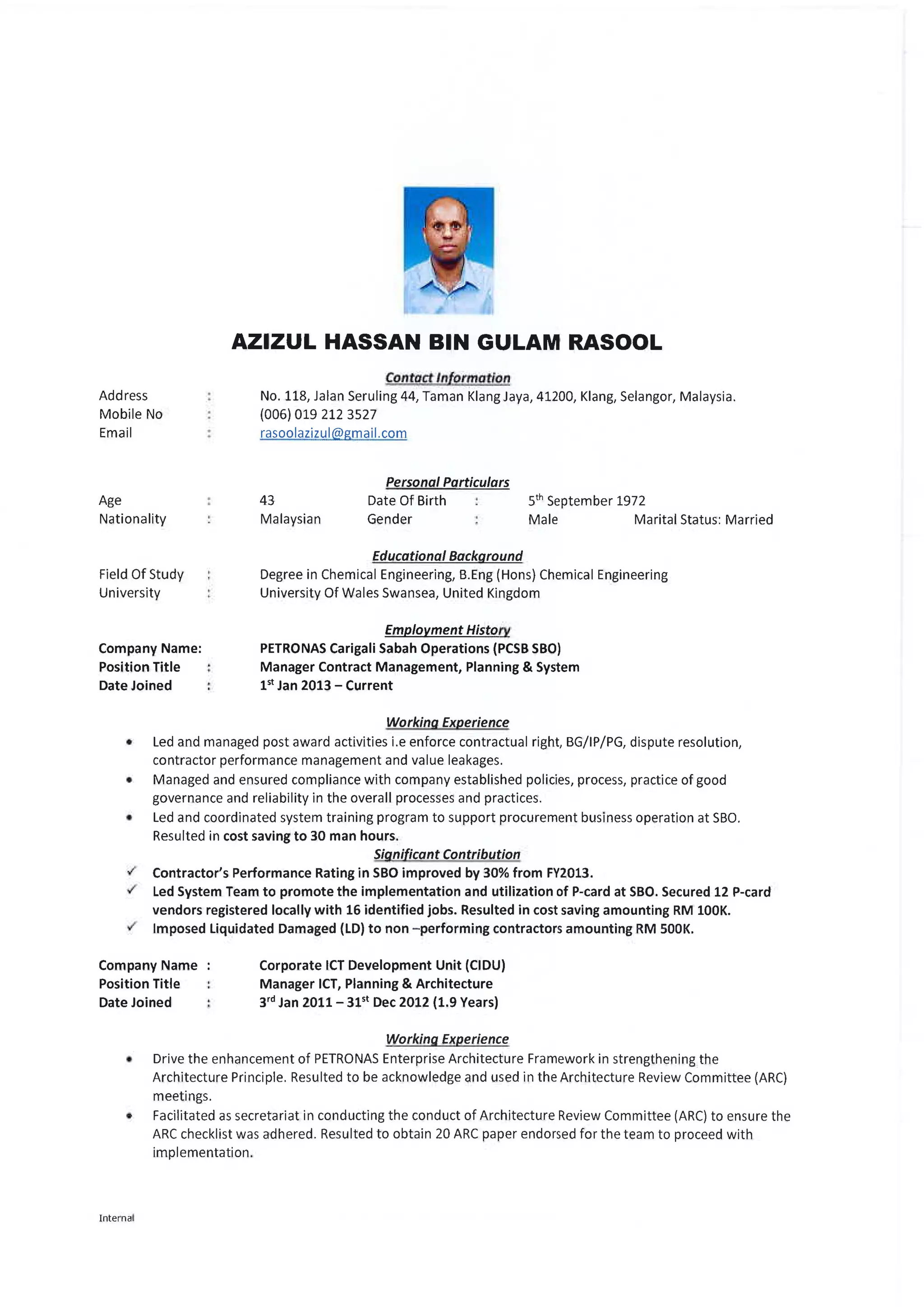 CV - Azizul Hassan | PDF