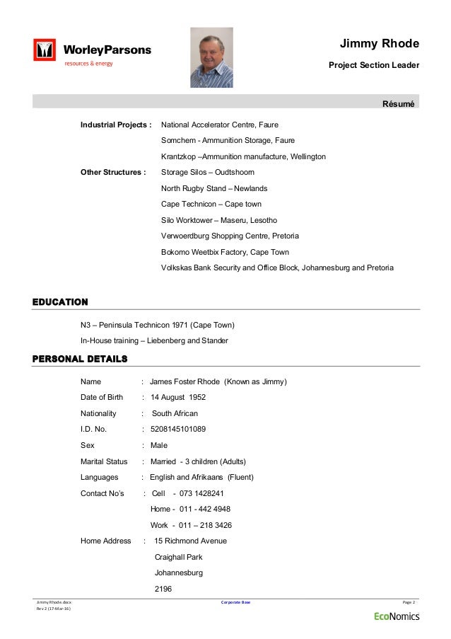 Jimmy Rhode CV