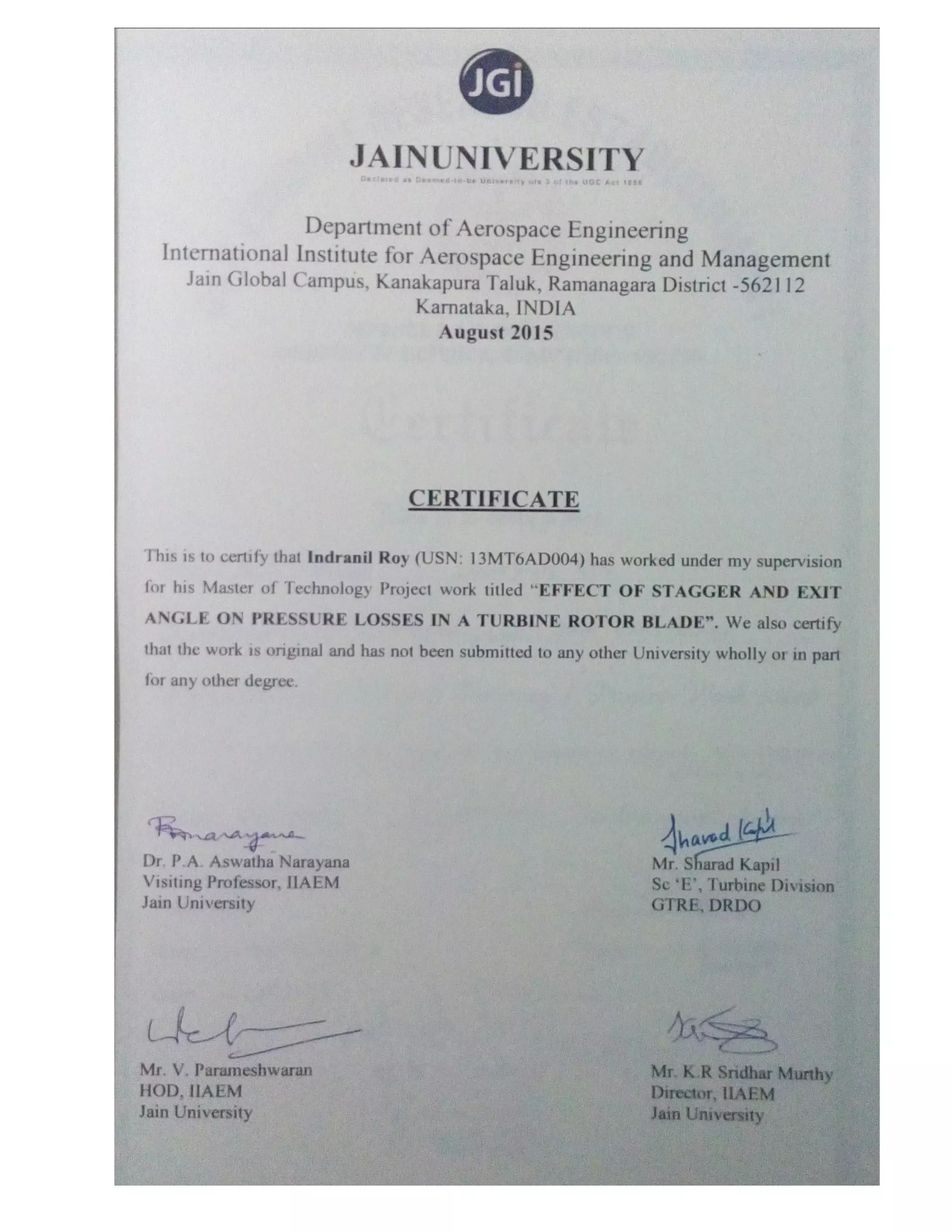 DRDO Project Completion Certificate | PDF