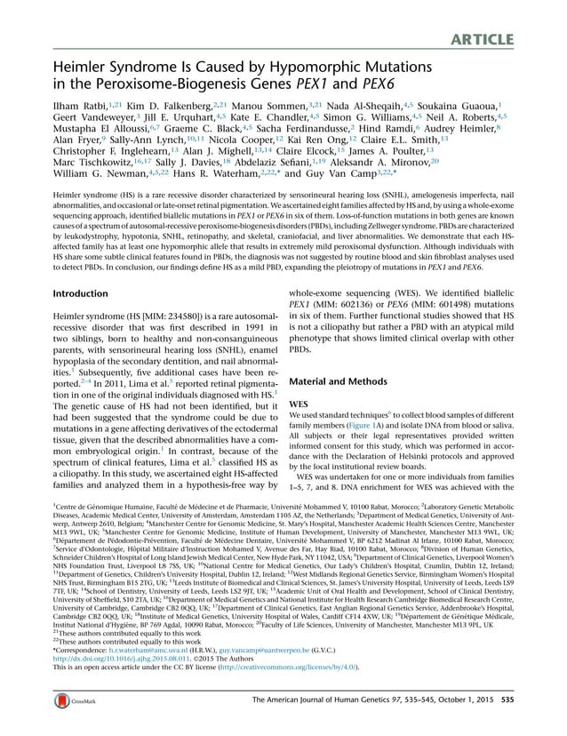 Heimler Syndrome Paper | PDF