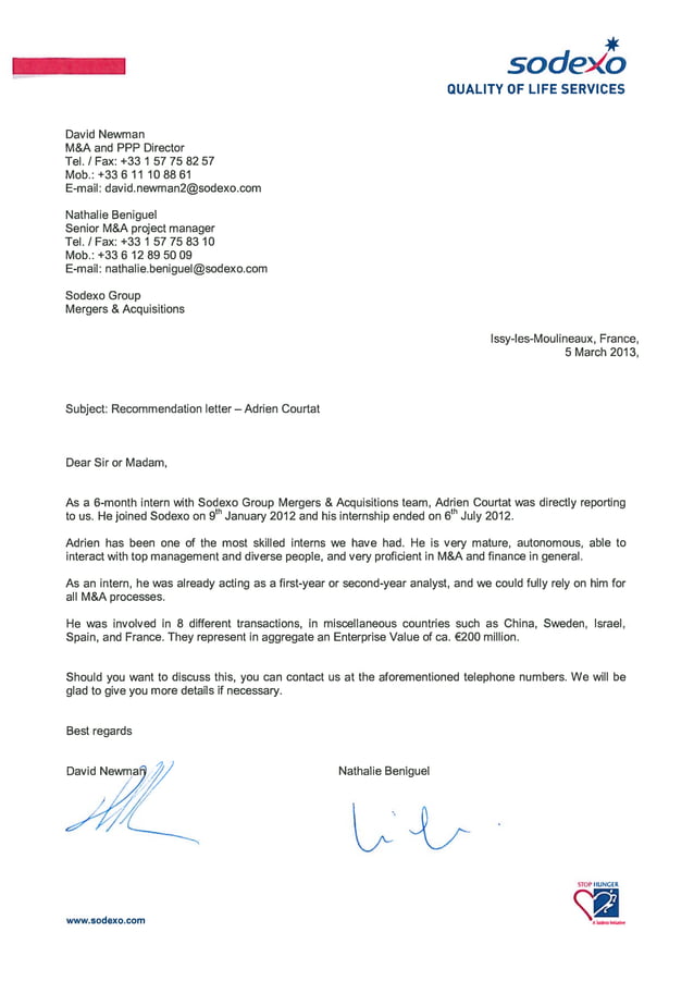 Recommendation letter Adrien Courtat (Sodexo) 5-Mar-2013 | PDF