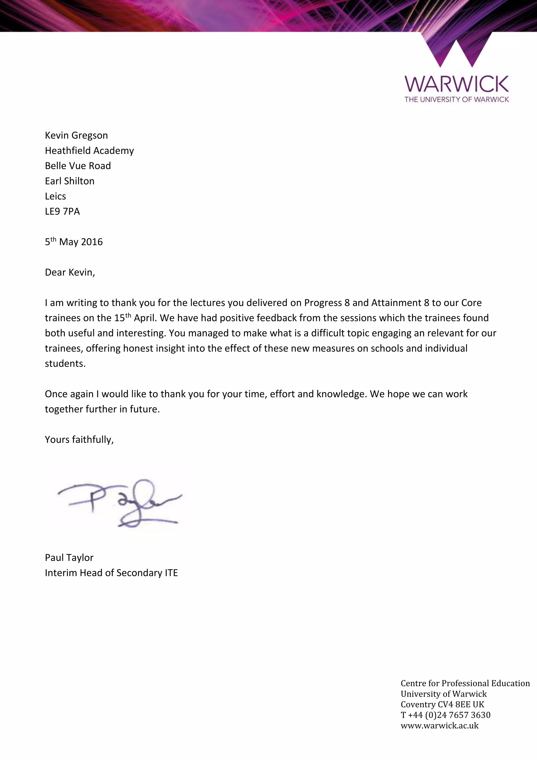 Progress 8 Thank you - Kevin | PDF