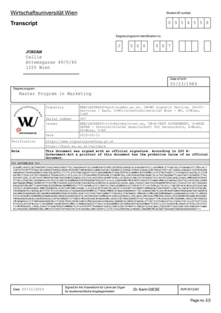 WU transcript - MSc Marketing | PDF