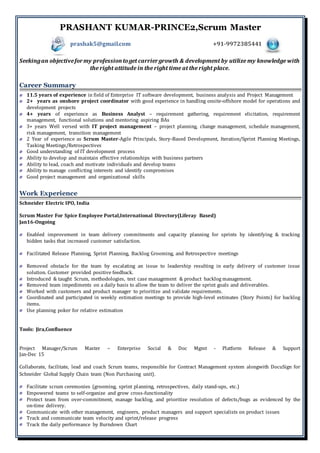 Prashant Kumar-PRINCE2,Scrum Master | DOCX | Computer Software and Applications | Computing