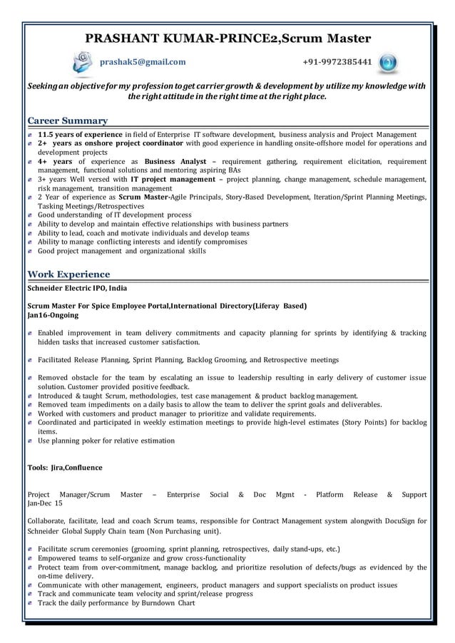 Prashant Kumar-PRINCE2,Scrum Master | PDF