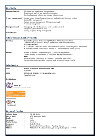 Prashant Kumar-PRINCE2,Scrum Master | DOCX | Computer Software and ...