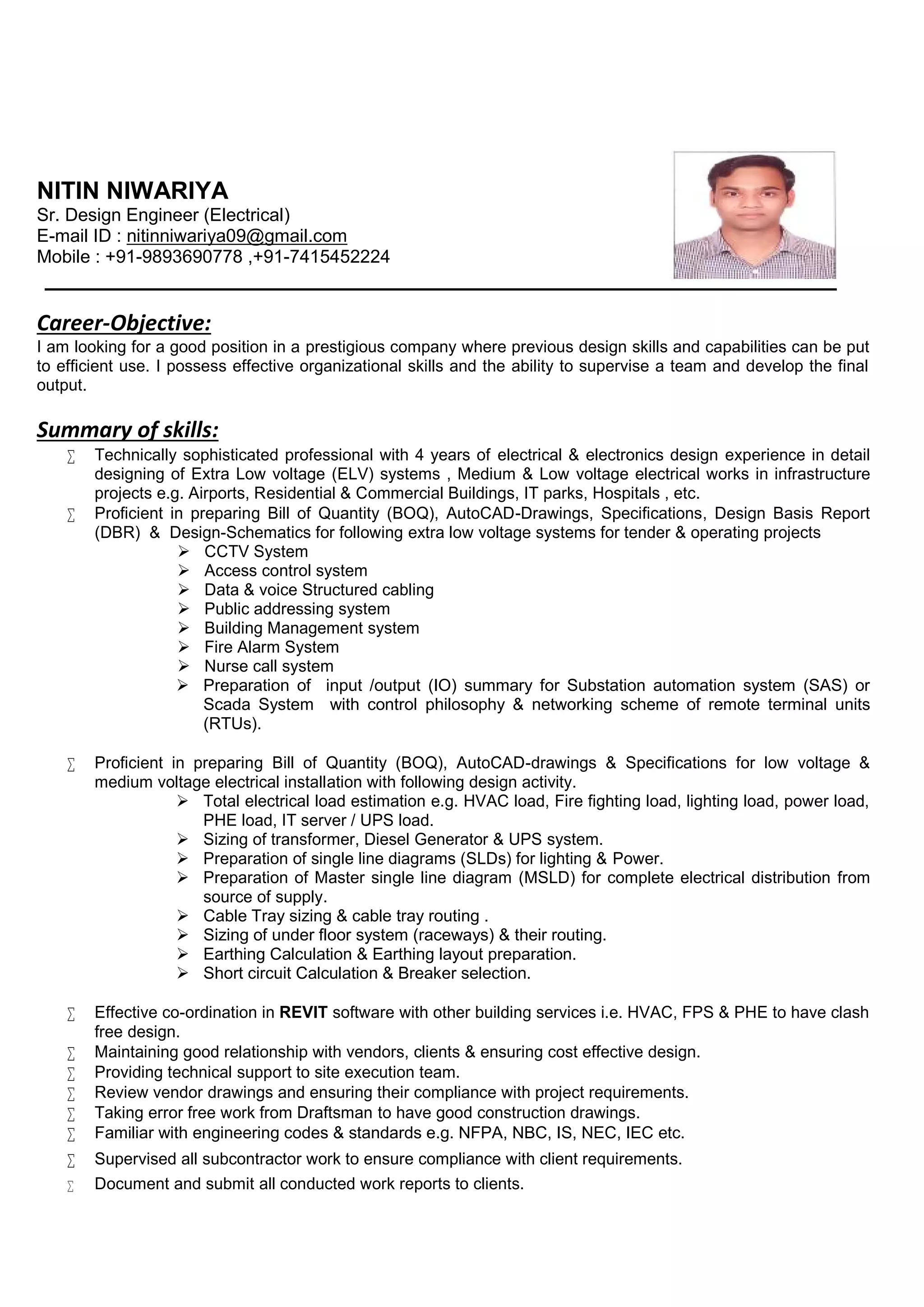 CV-NITIN NIWARIYA _ Electrical _ | PDF