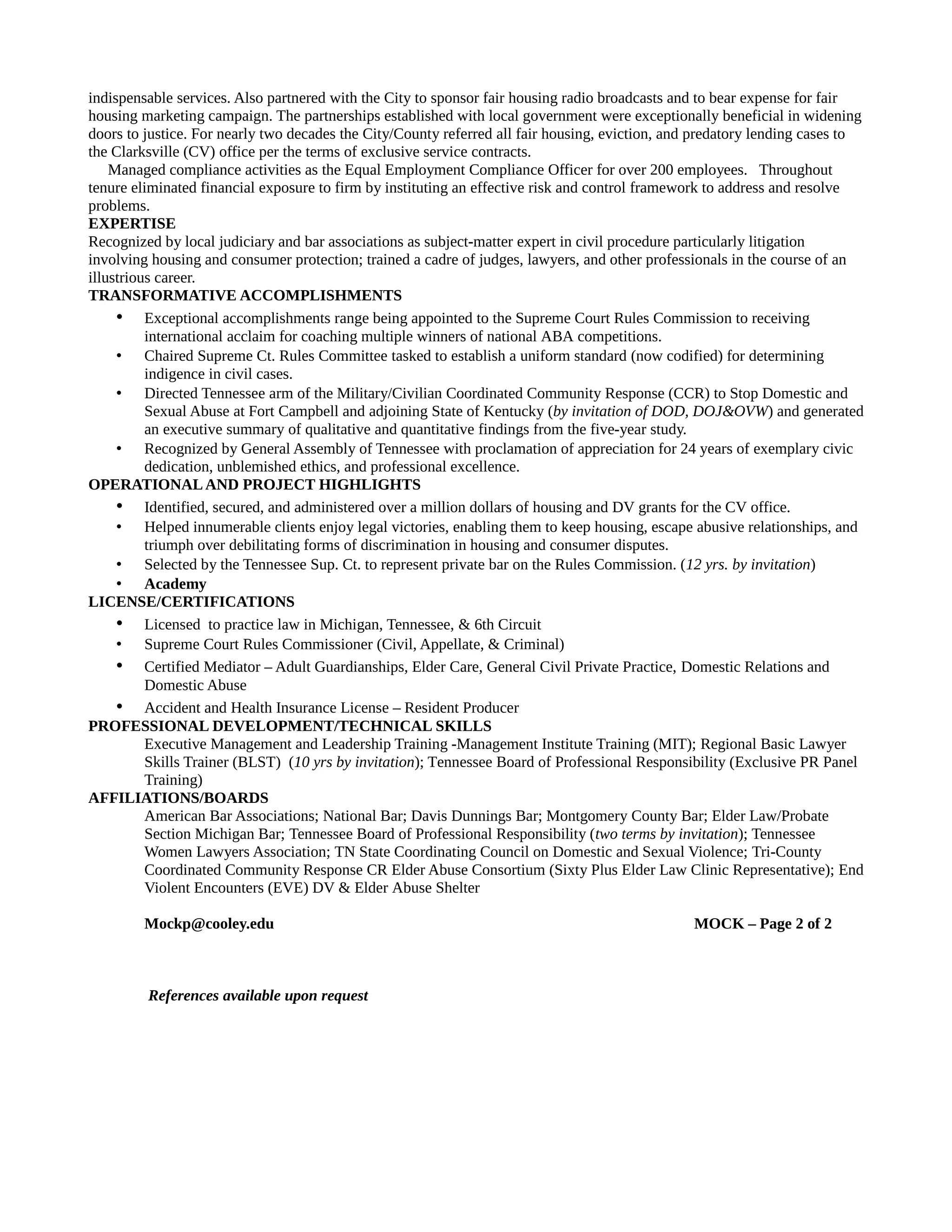CONDENSE RESUME - WITHOUT REFERENCES | ODT | Legal Services Industry | Industries