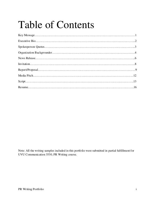 PR Writing Portfolio and Resume