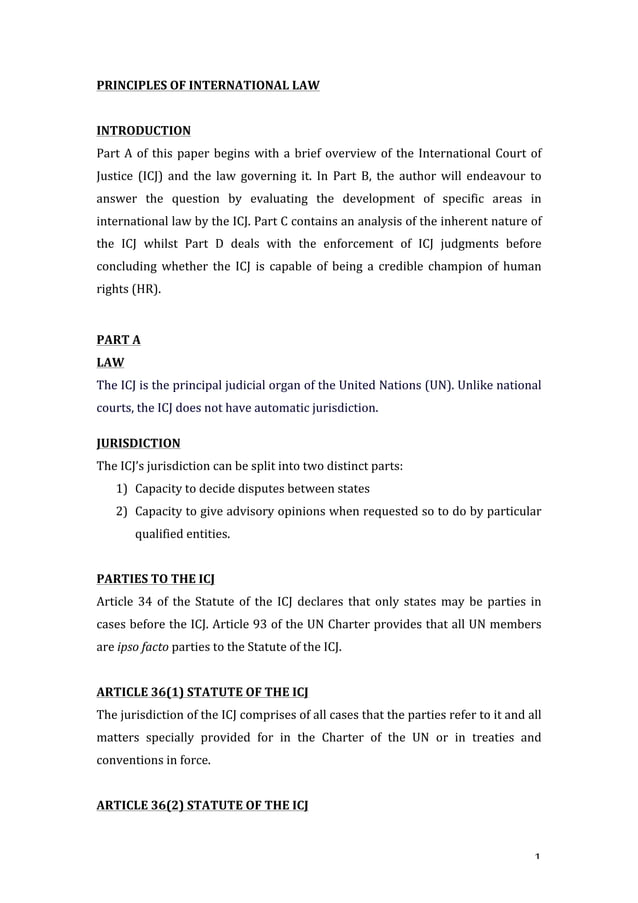 International Law - Can the ICJ protect and promote human rights | PDF