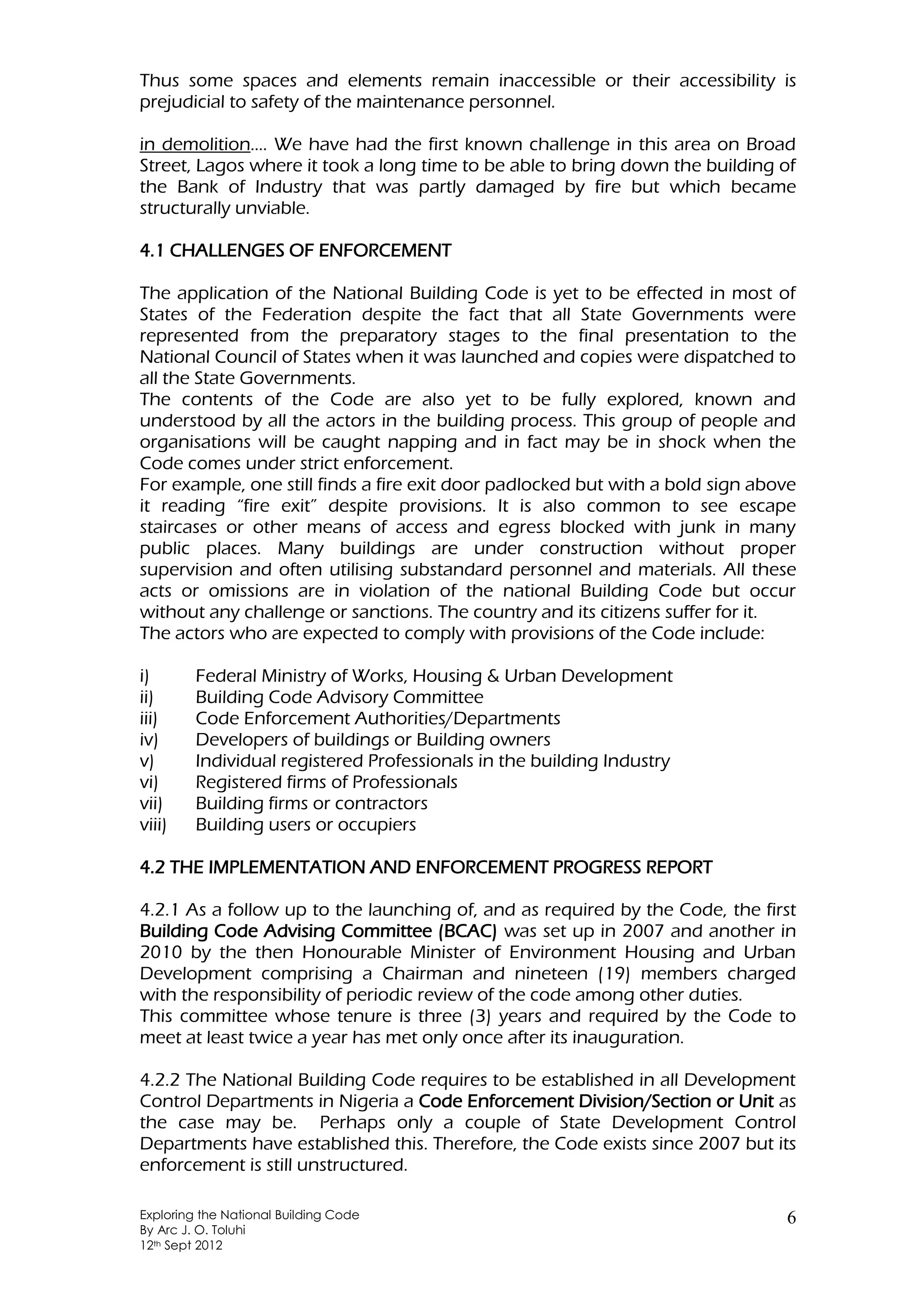 EXPLORING THE NATIONAL BUILDING CODE- text of paper 2012 (1) | PDF