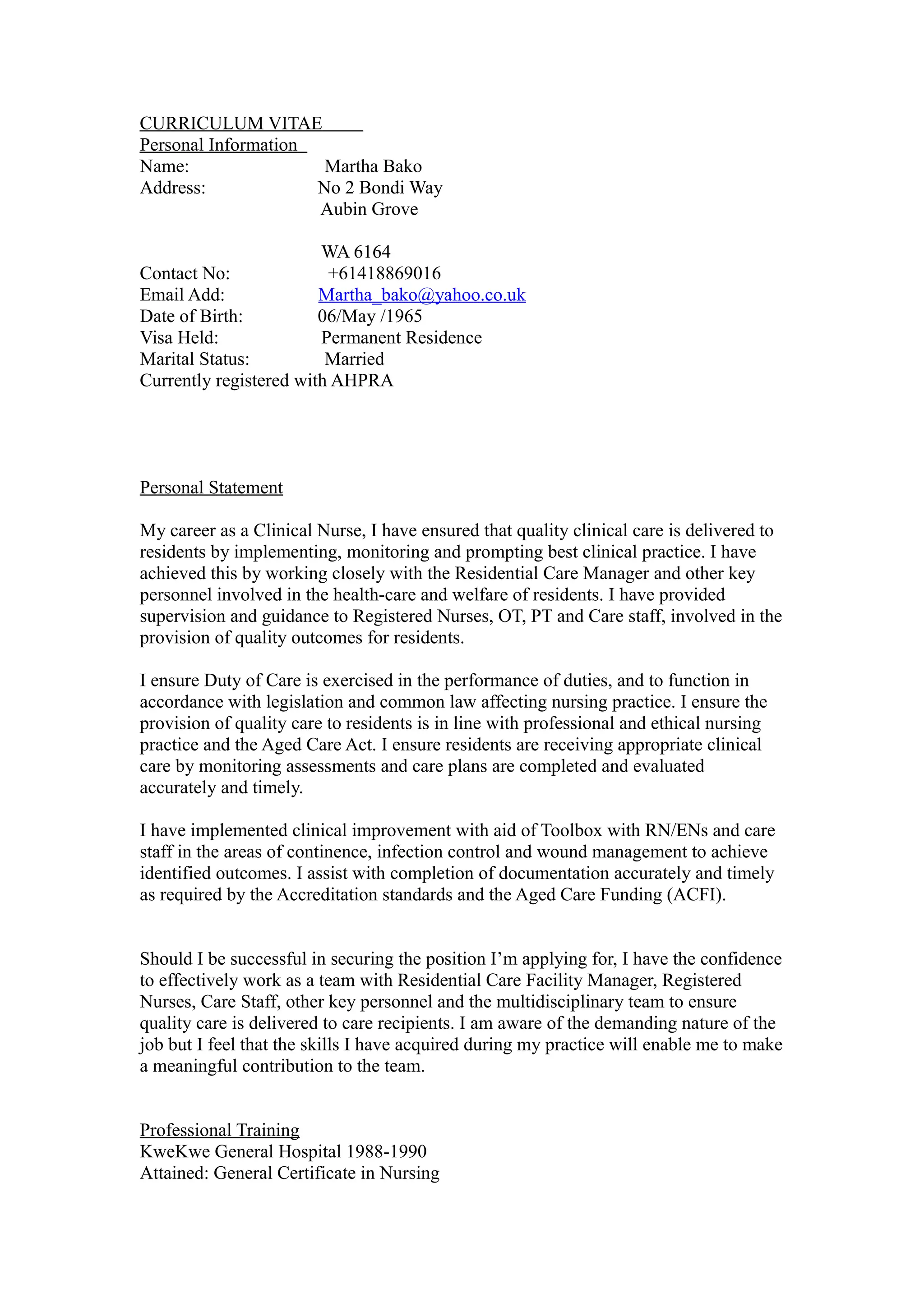 Martha Bako Resume 2015 | DOC