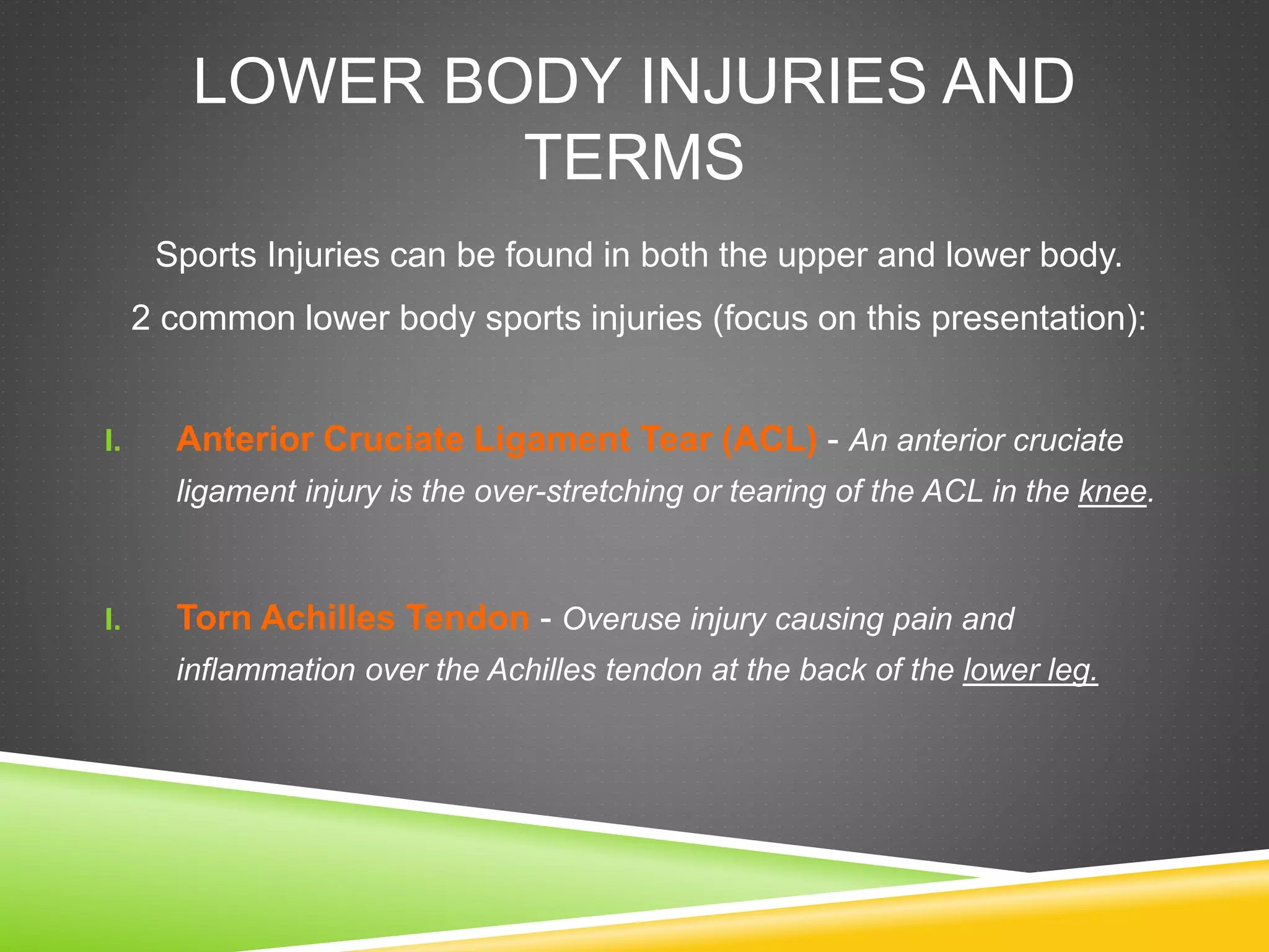Sports Injuries Presentation | PPTX