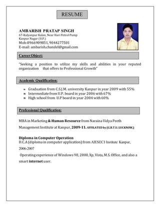 Resume 1 | DOCX | Business | Business and Finance