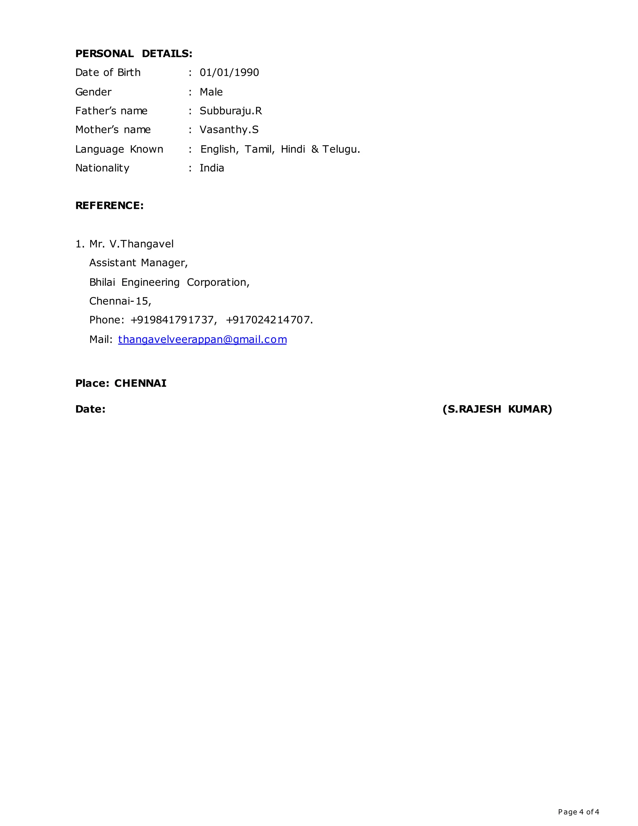 Rajesh-Electrical Engineer | DOCX | Civil Engineering Industry | Industries