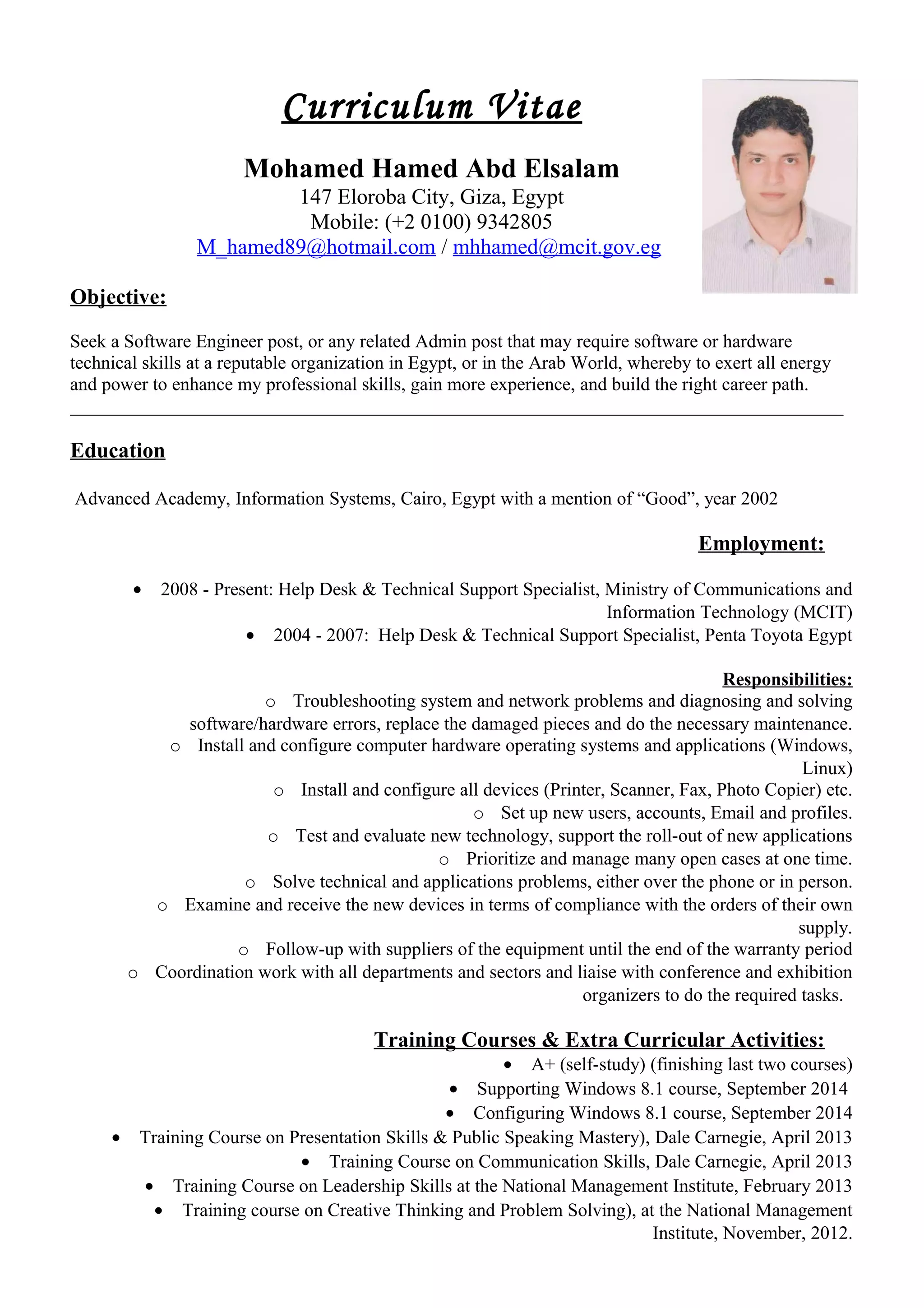 Mohamed Hamed Abd Elsalam CV | DOC
