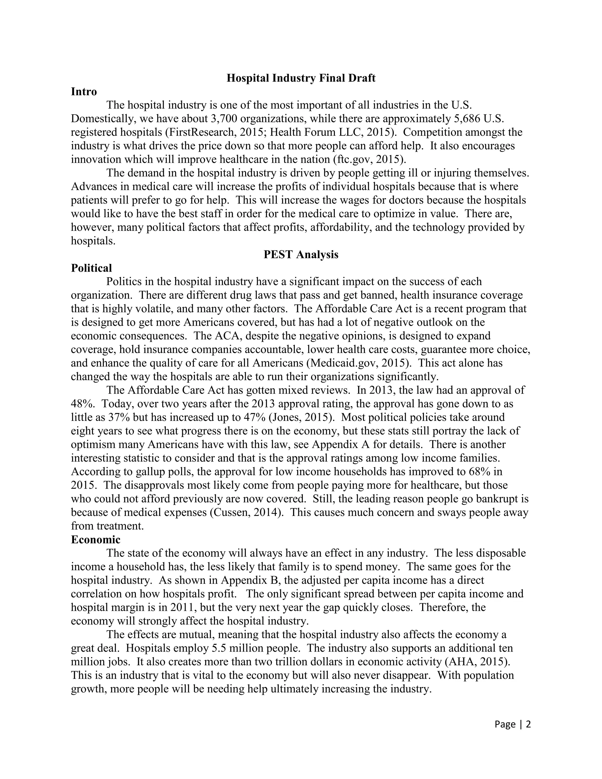 Hospital Industry Analysis | PDF