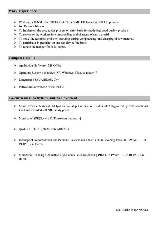 Shubham CV | DOCX | Technology & Computing