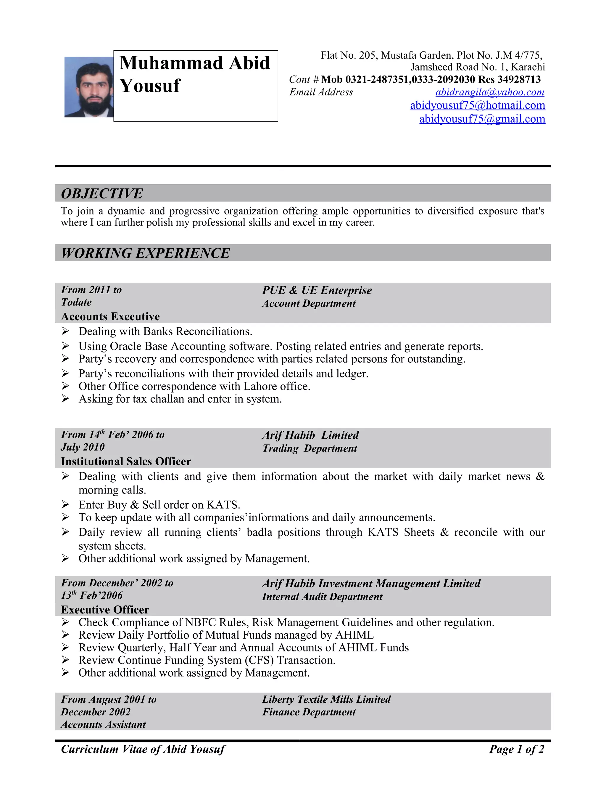 AbidYousuf CV (NEW)22 | DOC