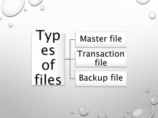 Fields record and files ,types of files from usage point of you | PPTX